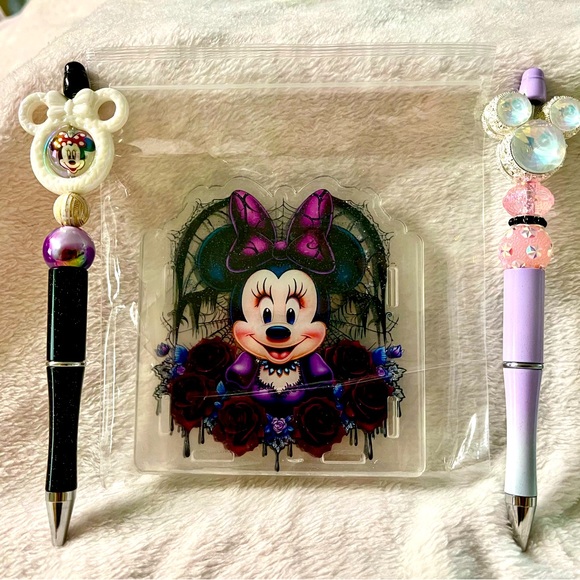 Hand Crafted | Office | Minnie Mouse Themed Pens And Pen Holder | Poshmark